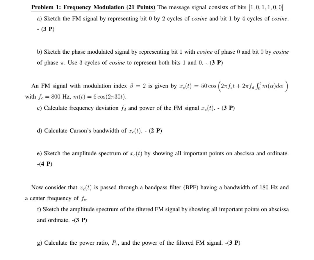 Solved Problem 1 Frequency Modulation 21 Points The