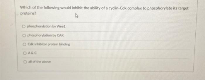 Solved Which of the following would inhibit the ability of a | Chegg.com