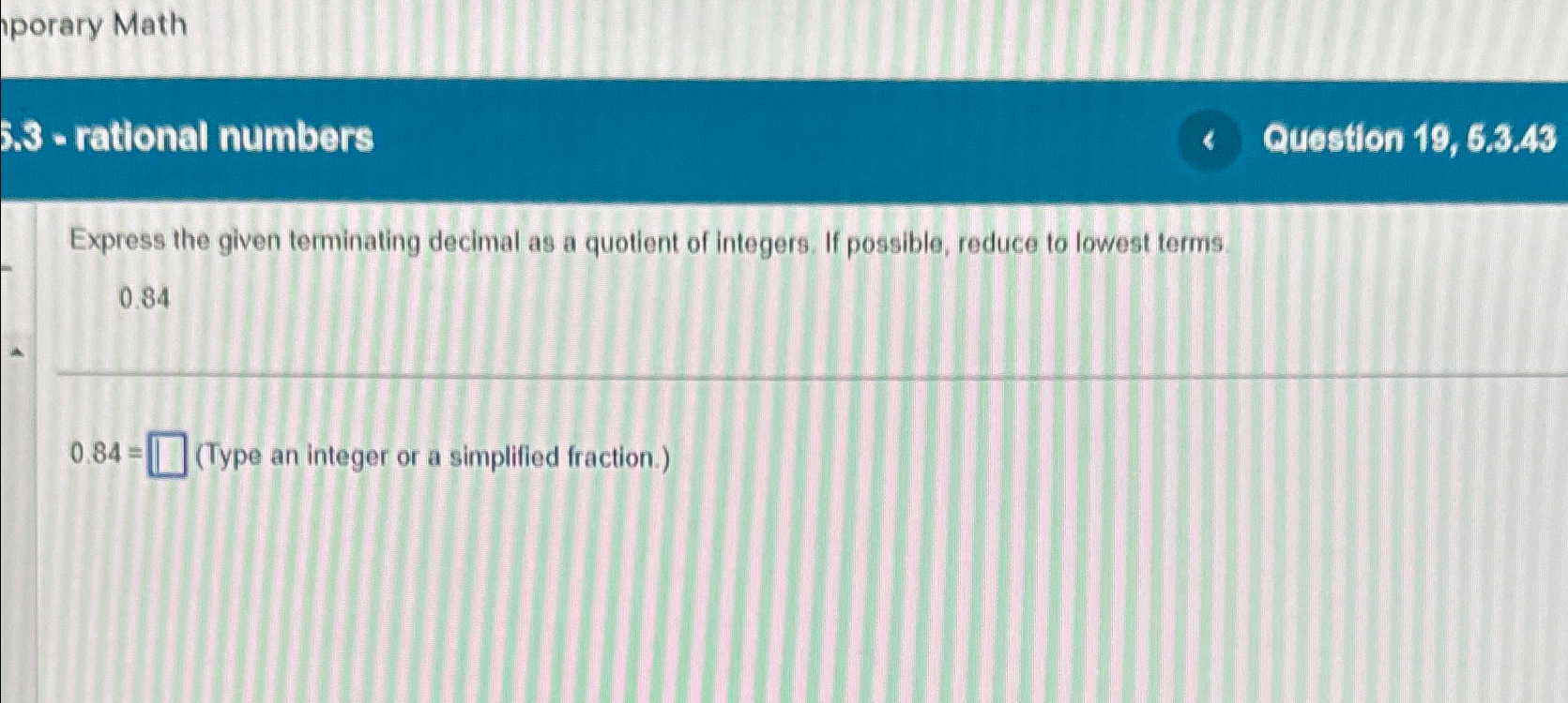 Solved porary Math8.3 - ﻿rational numbersQuestion | Chegg.com