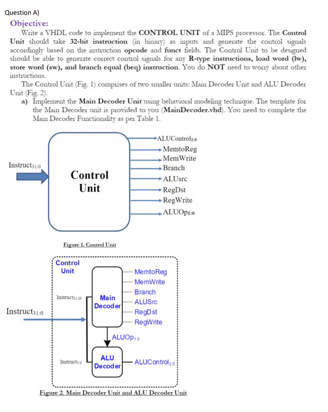 Solved Question A Objective Write A Vhdl Code To Implement