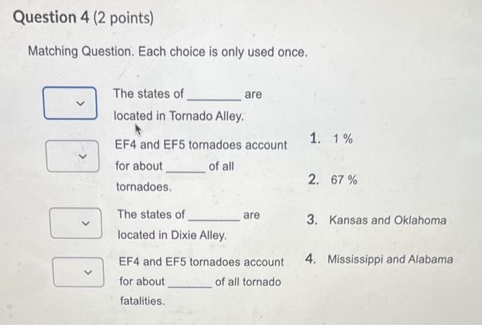 Solved Matching Question. Each choice is only used once. The | Chegg.com