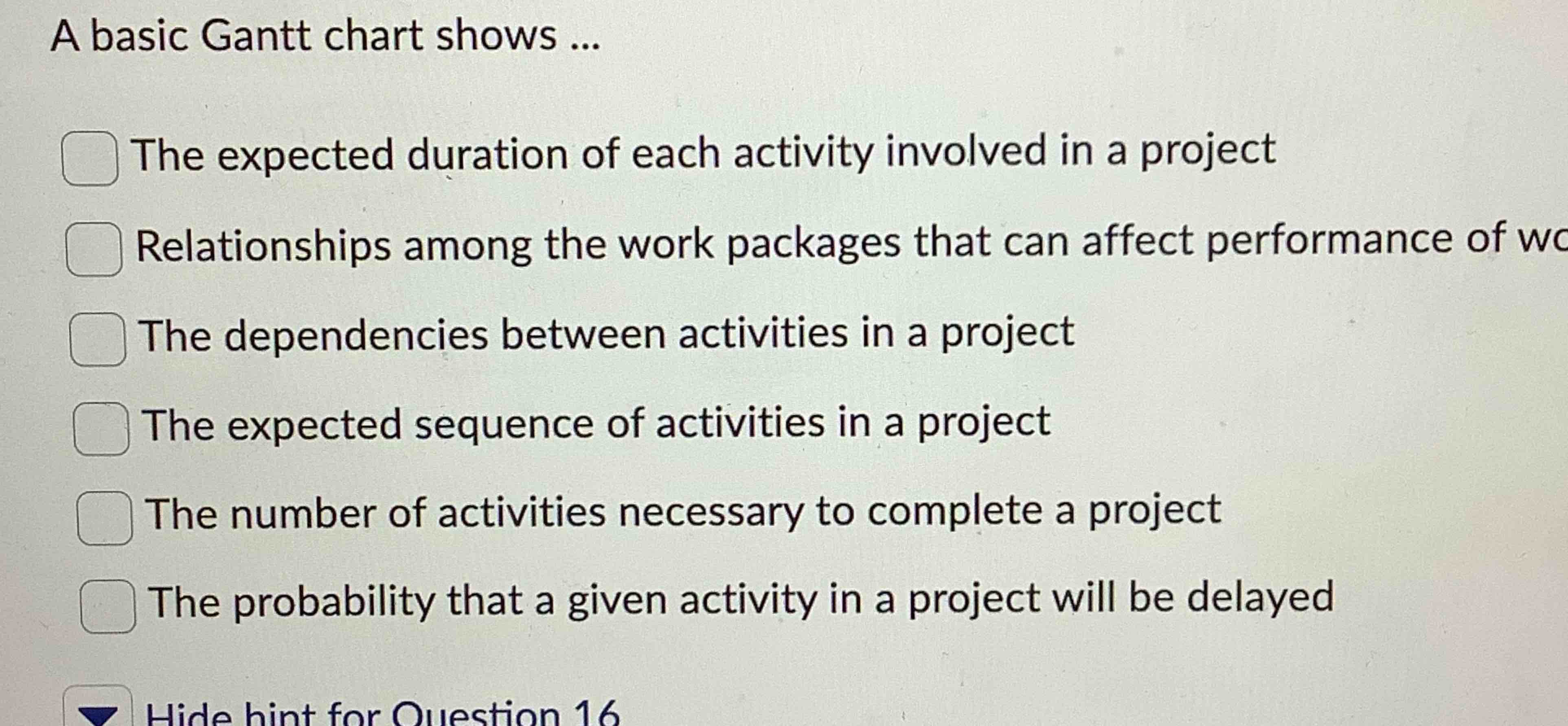 Solved A basic Gantt chart shows ...The expected duration of | Chegg.com
