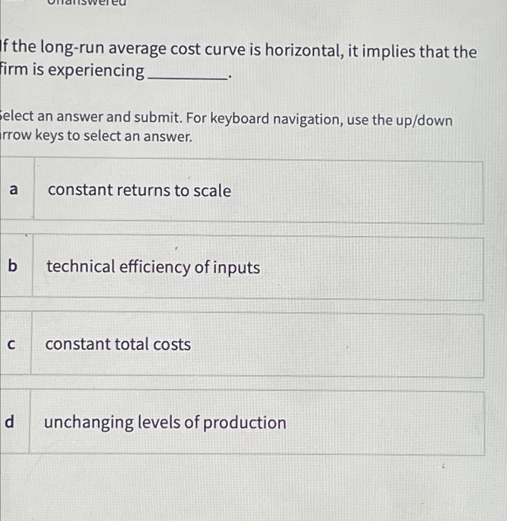 Solved If the long-run average cost curve is horizontal, it | Chegg.com