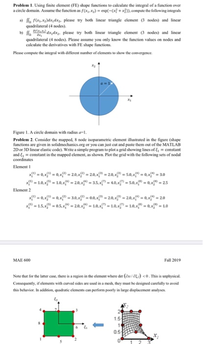 Problem 1. Using finite clement(FE) shape functions | Chegg.com