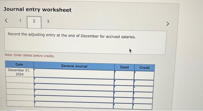 Solved Journal entry worksheet Record the adjusting entry at | Chegg.com