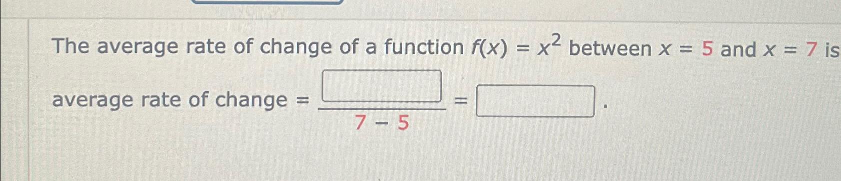 Solved The average rate of change of a function f(x)=x2 | Chegg.com