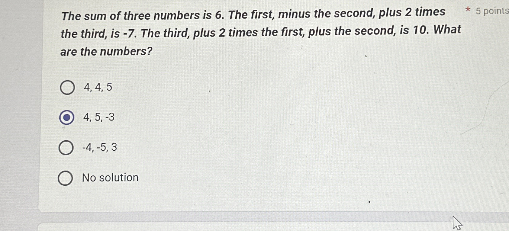 Solved The sum of three numbers is 6 . ﻿The first, minus the | Chegg.com
