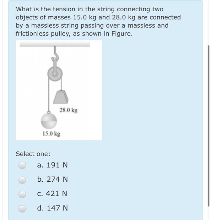 Solved What is the tension in the string connecting two | Chegg.com