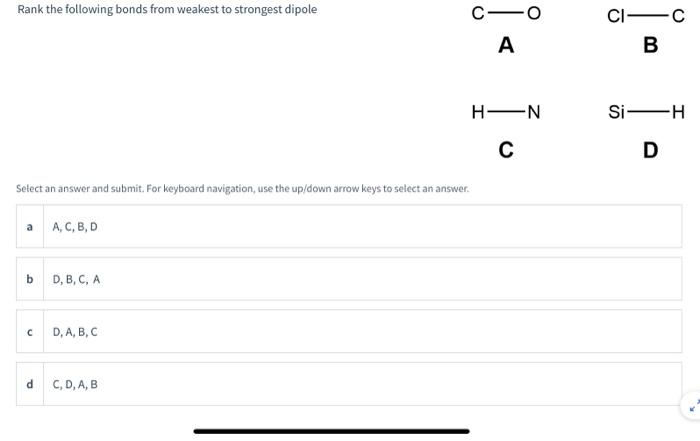 Solved Rank the following bonds from weakest to strongest | Chegg.com