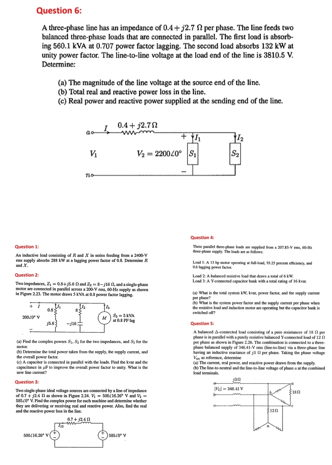 Solved A three-phase line has an impedance of 0.4+j2.7Ω ﻿per | Chegg.com