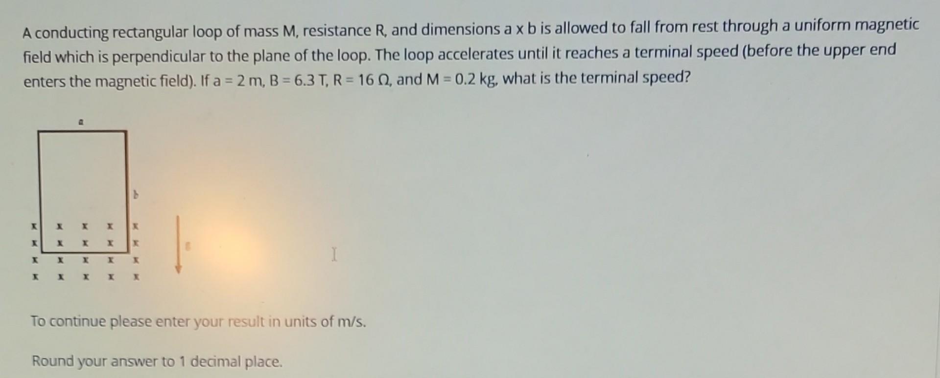 Solved A conducting rectangular loop of mass M, resistance | Chegg.com