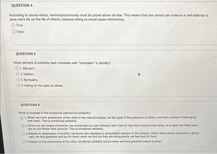 According to ubuntu ethics, harmony/community must be | Chegg.com
