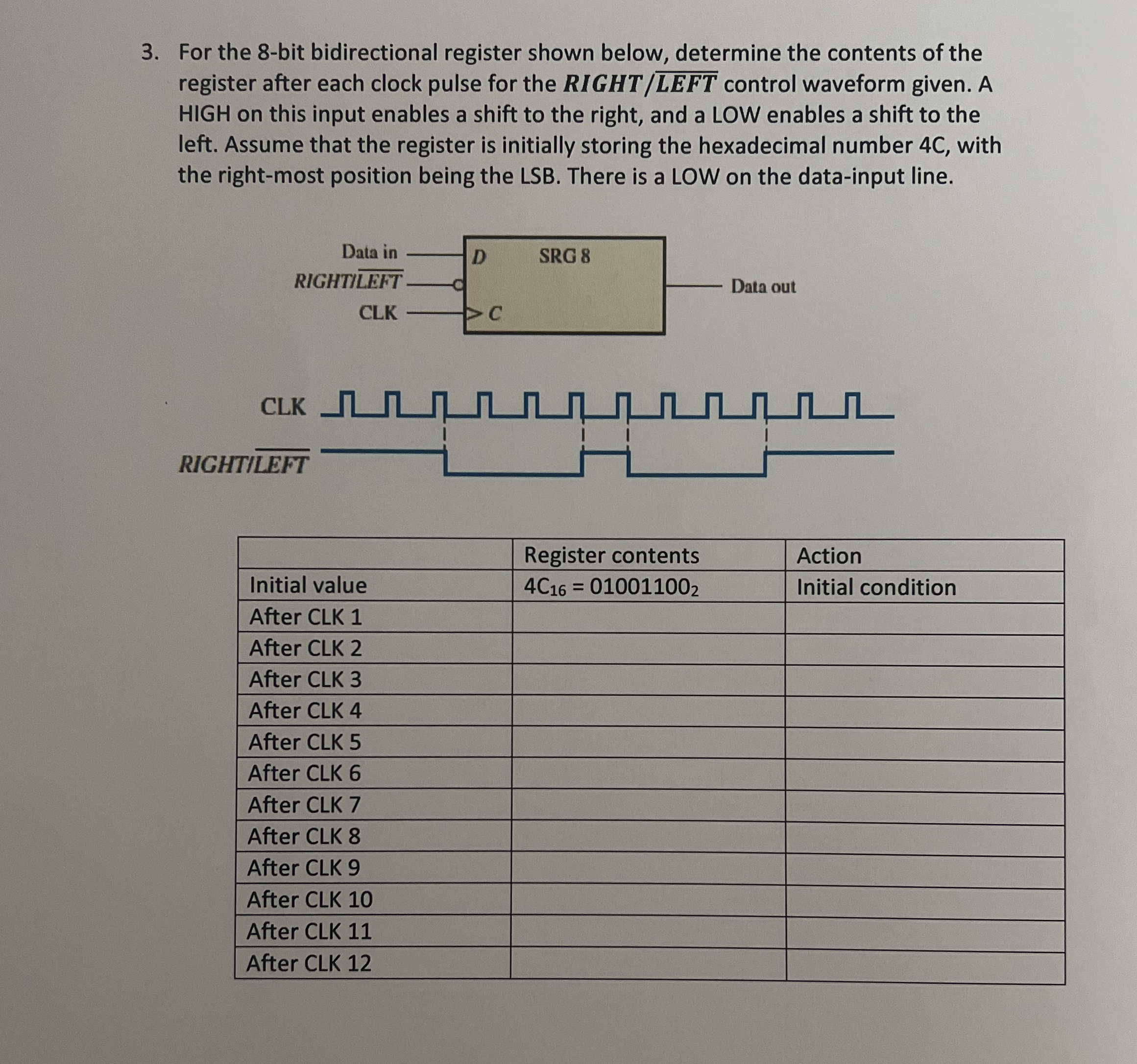 Solved For the 8-bit bidirectional register shown below, | Chegg.com