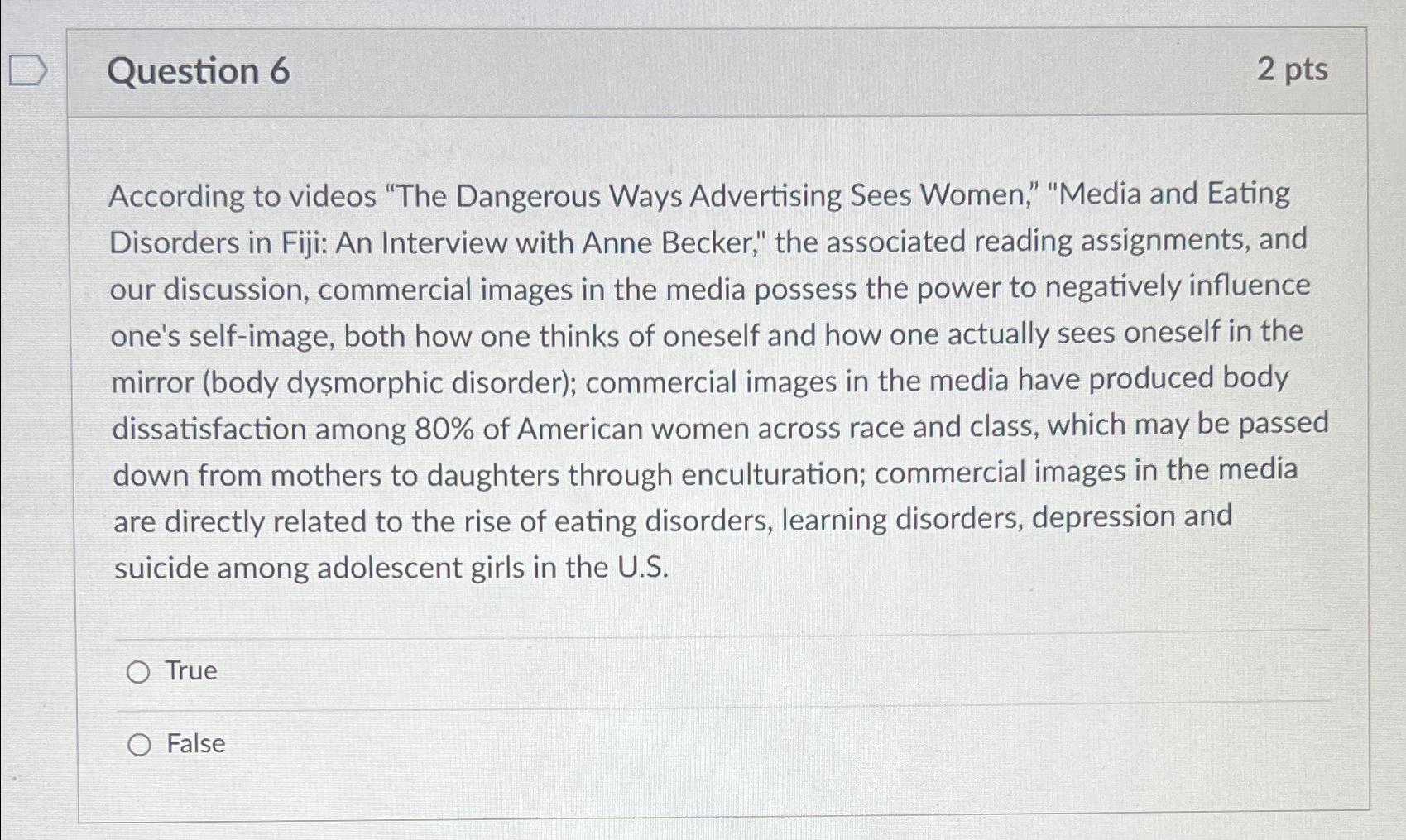 Solved Question 62 ﻿ptsAccording to videos "The Dangerous | Chegg.com