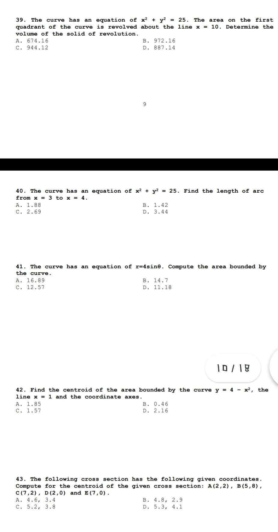Solved on 39. The curve has an equation of x2 + y2 = 25. The | Chegg.com