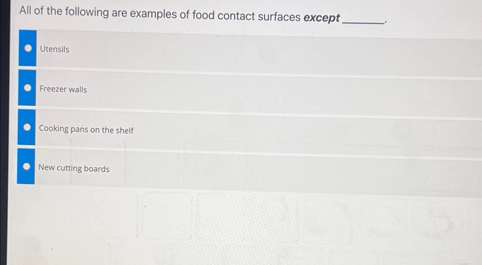 Solved All of the following are examples of food contact | Chegg.com