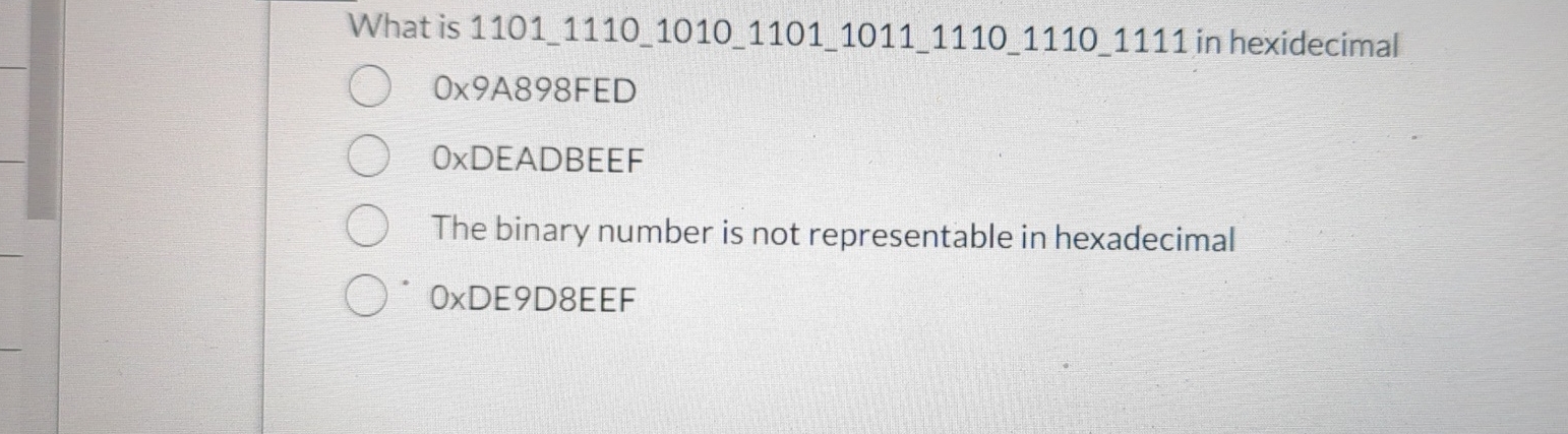 Solved What is 1101_1110_1010_1101_1011_1110_1110_1111 ﻿in | Chegg.com
