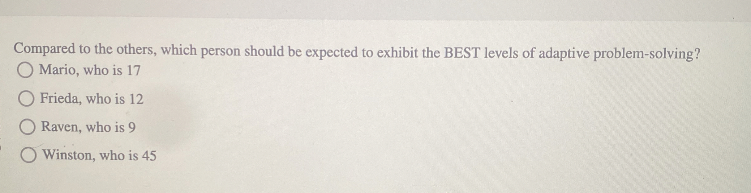 Solved Compared to the others, which person should be | Chegg.com
