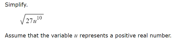 Solved Simplify.27u102Assume that the variable u ﻿represents | Chegg.com