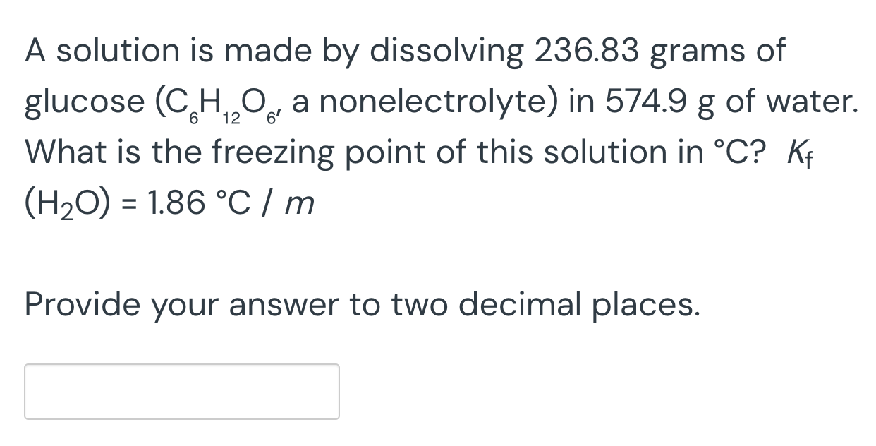 Solved A solution is made by dissolving 236.83 ﻿grams | Chegg.com