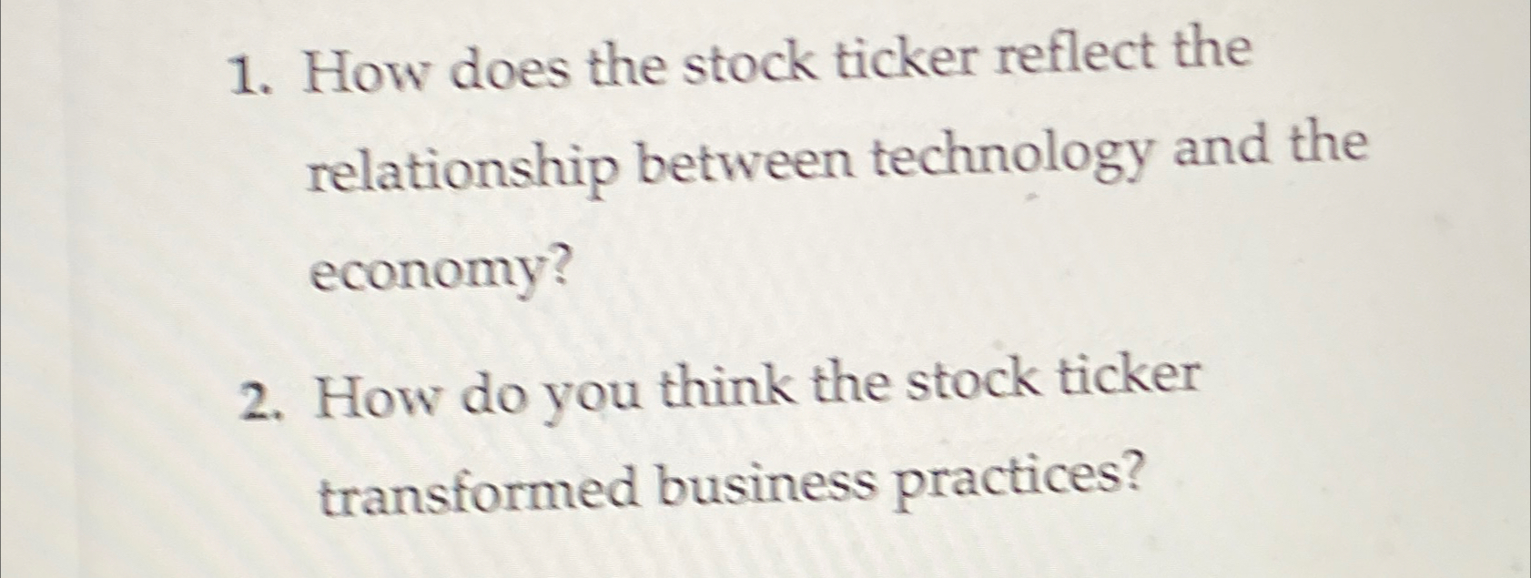Solved How Does The Stock Ticker Reflect The Relationship