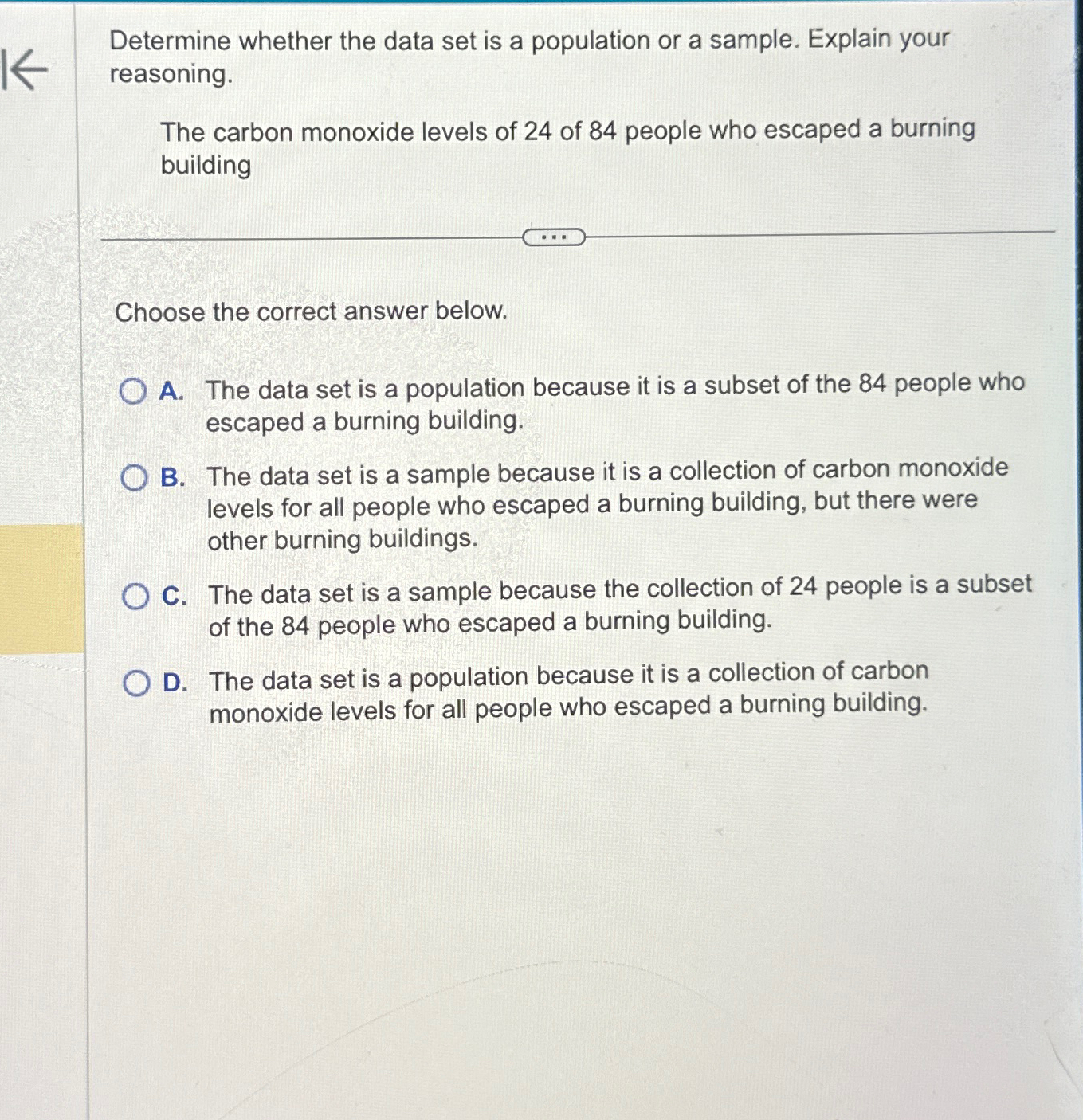 Solved Determine whether the data set is a population or a | Chegg.com