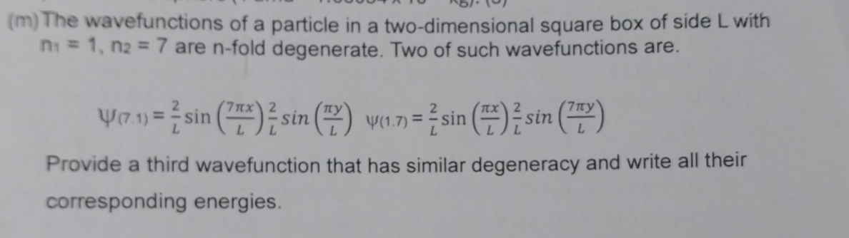 Solved M the Wavefunctions Of A Particle In A 6278