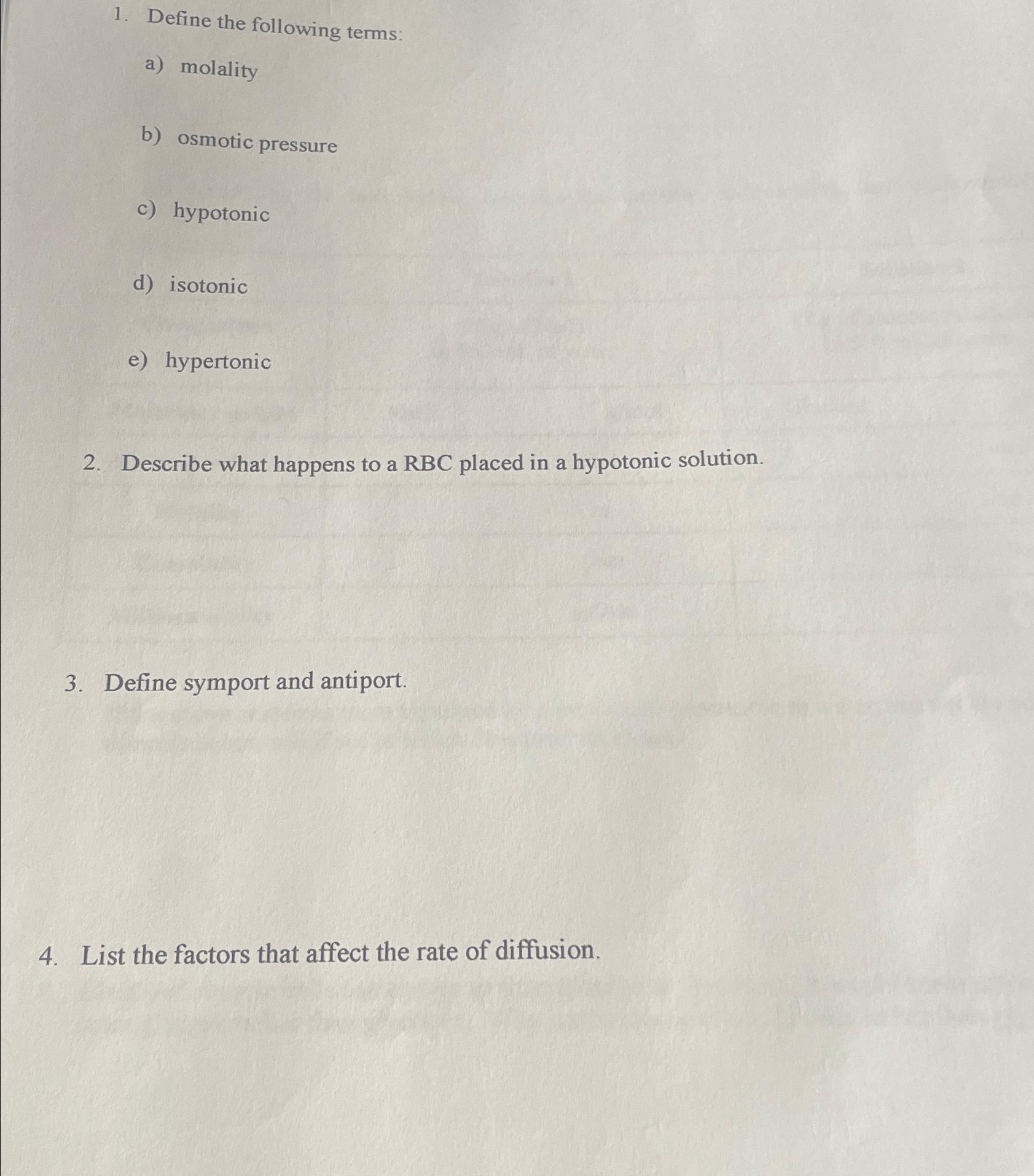Solved Define the following terms:a) ﻿molalityb) ﻿osmotic | Chegg.com