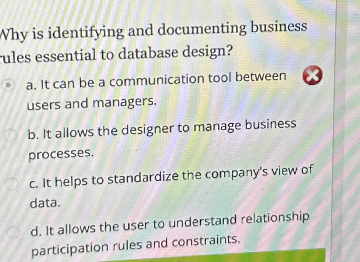 Solved Why is identifying and documenting business ules | Chegg.com
