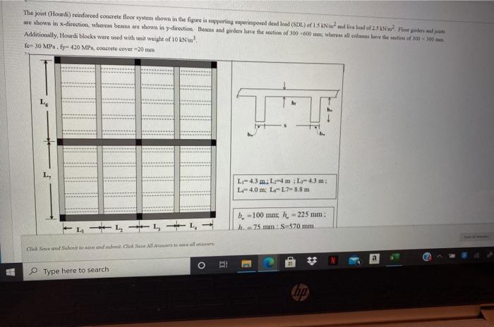 Solved The joint (Hourdi) reinforced concrete floor system | Chegg.com