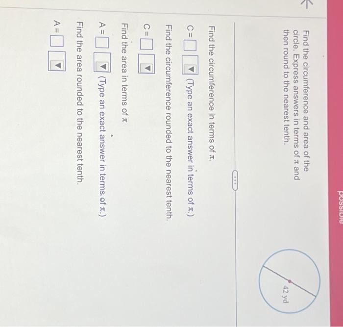 Find the circumference and area of the circle. | Chegg.com
