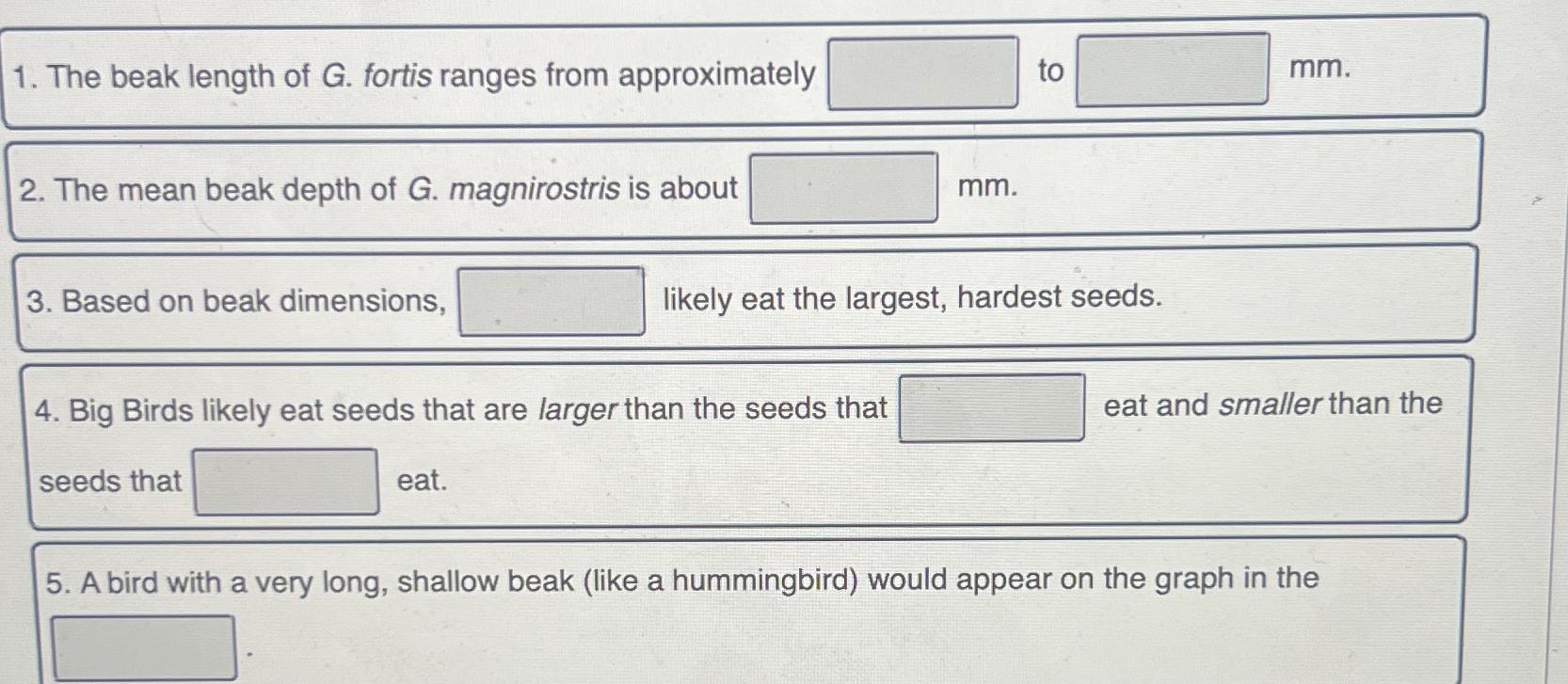 Solved The beak length of G. ﻿fortis ranges from | Chegg.com