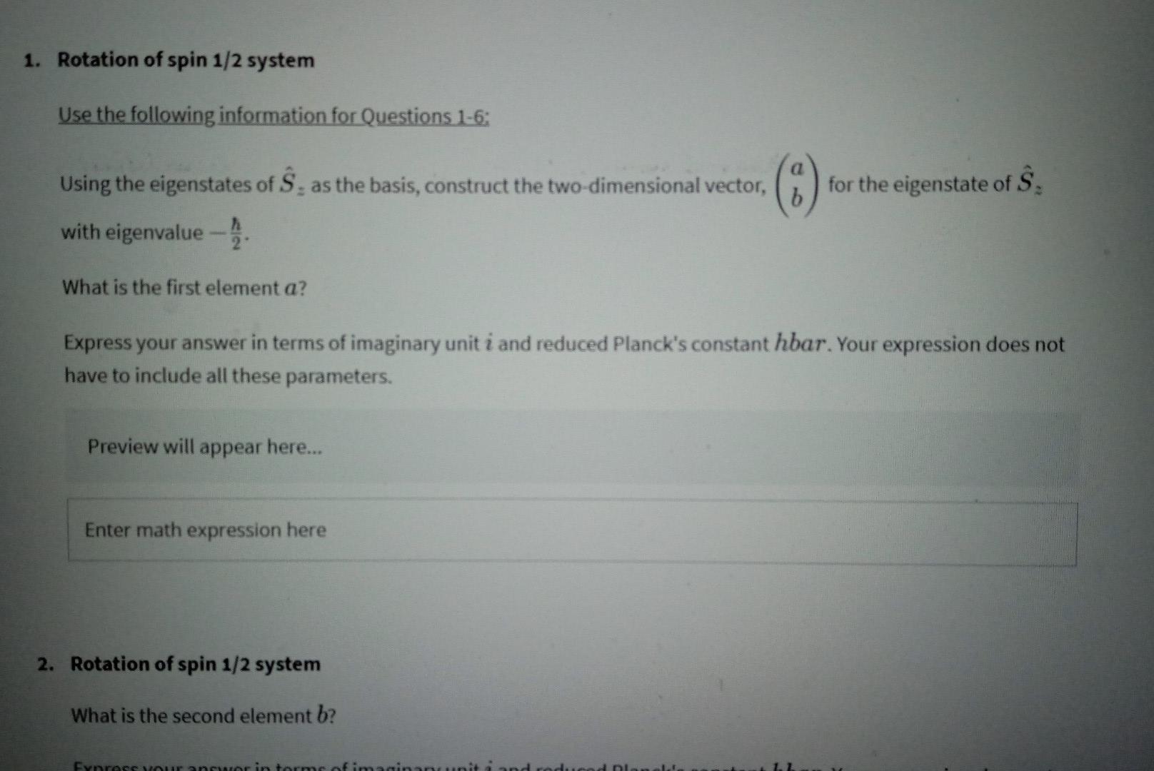 Solved 1. Rotation of spin 1/2 system Use the following | Chegg.com