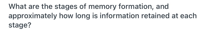 Solved What are the stages of memory formation, and | Chegg.com