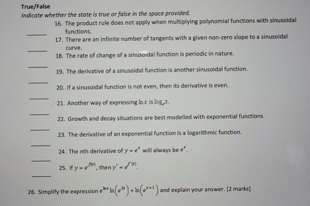 Solved True/False Indicate whether the state is true or | Chegg.com