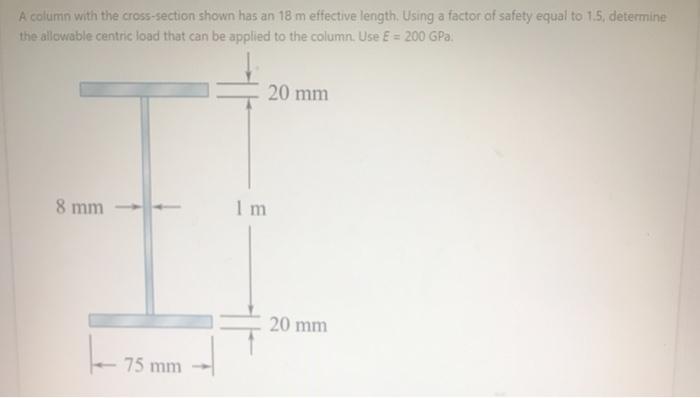 Solved A column with the cross-section shown has an 18 m | Chegg.com