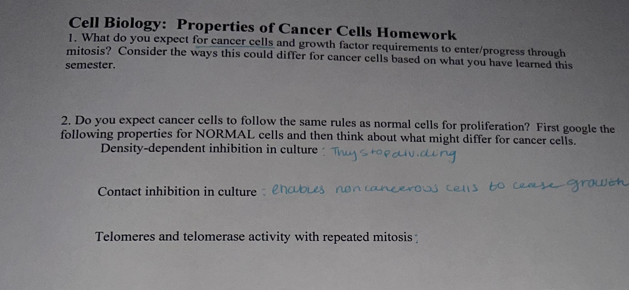 Solved Cell Biology: Properties of Cancer Cells HomeworkWhat | Chegg.com