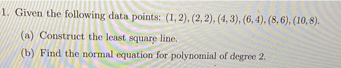 Solved Given the following data points: | Chegg.com