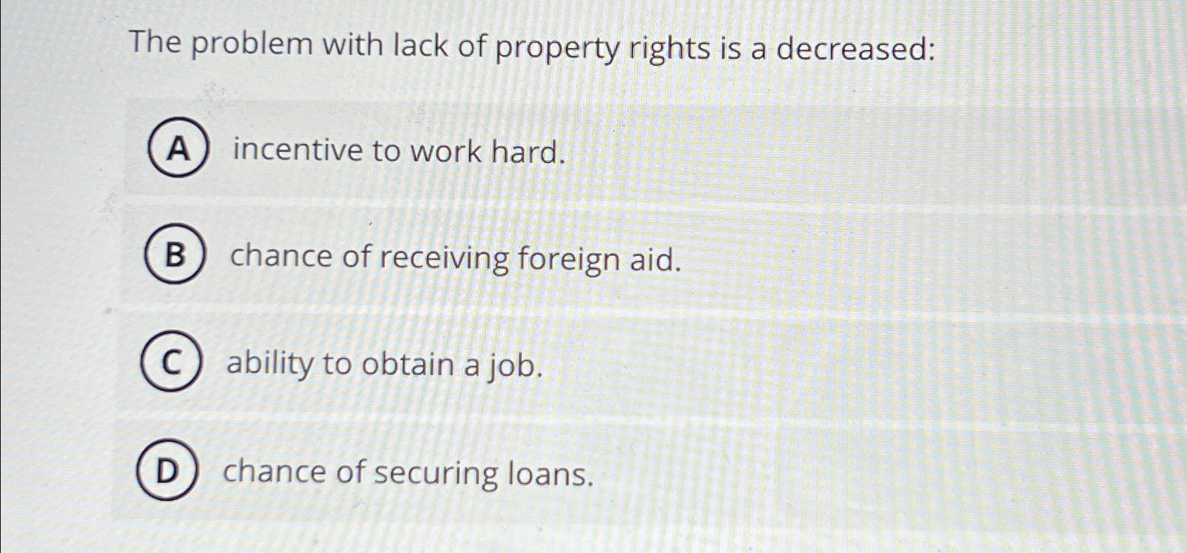 Solved The problem with lack of property rights is a | Chegg.com