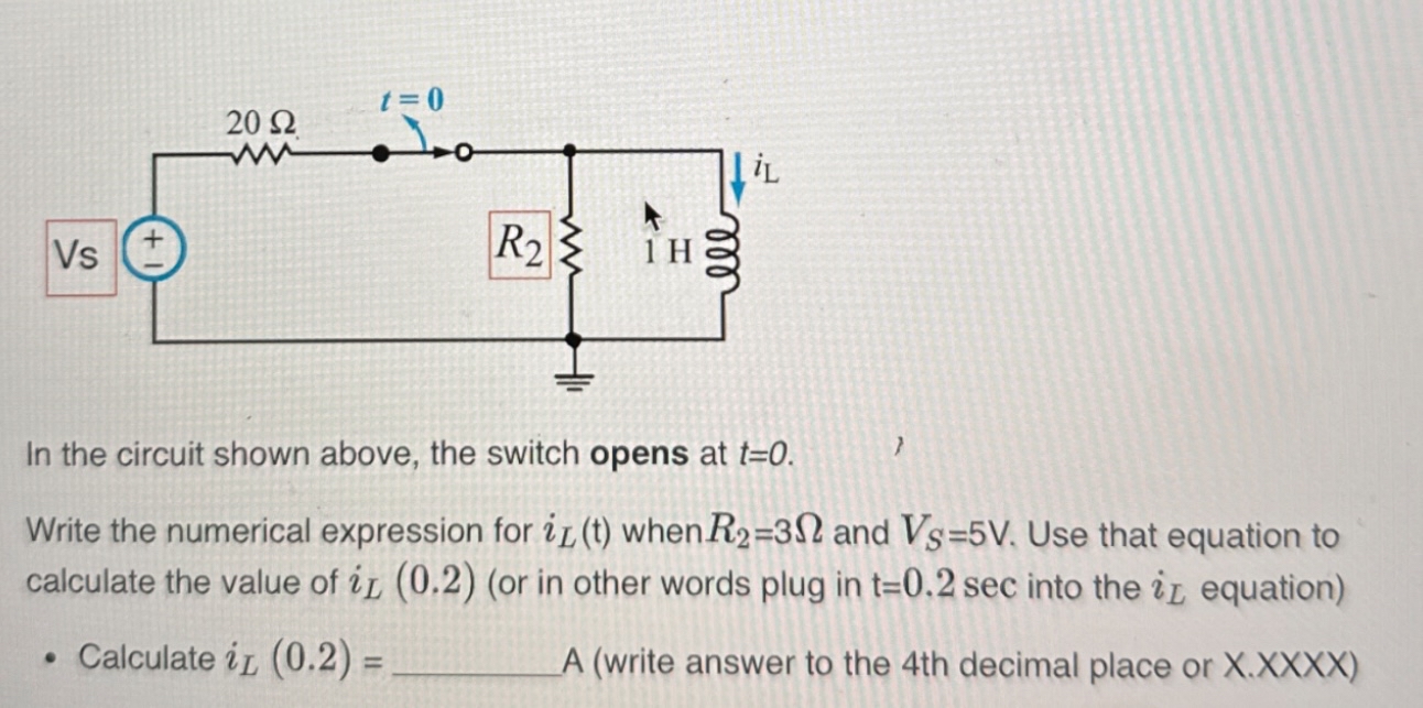 Solved In the circuit shown above, the switch opens at | Chegg.com