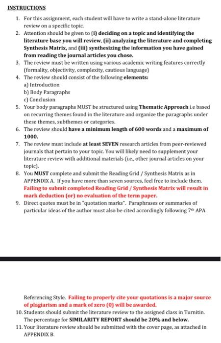 Solved INSTRUCTIONS 1. For this assignment, each student | Chegg.com