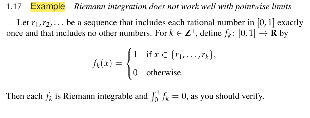 Solved 1.17 ﻿Example Riemann integration does not work well | Chegg.com