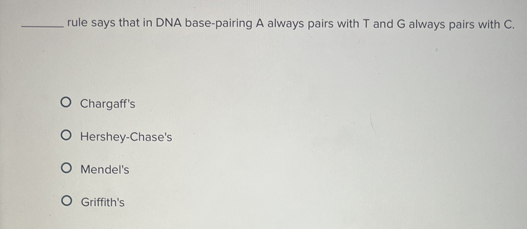 Solved rule says that in DNA base-pairing A always pairs | Chegg.com