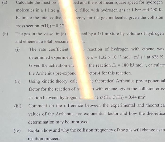 Solved a) Calculate the most prob ced and the root mean | Chegg.com