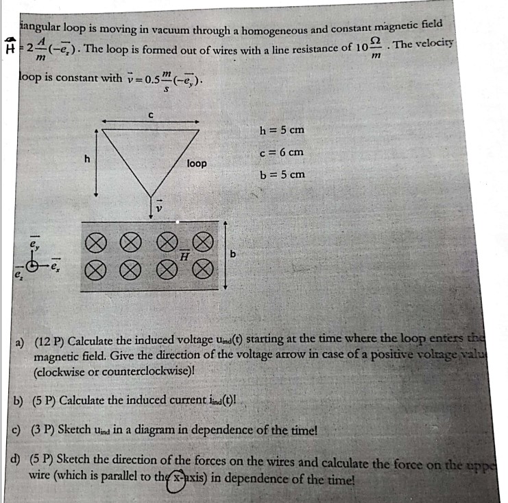 Solved Triangular loop is moving in vacuum through a | Chegg.com