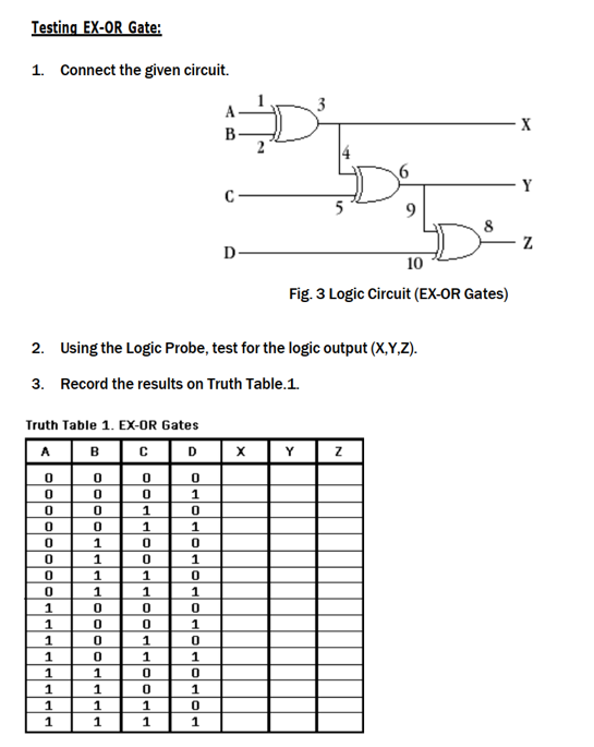 Testing EX-OR Gate:Connect the given circuit.Using | Chegg.com