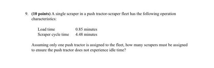 Solved 9. (10 points) A single scraper in a push | Chegg.com