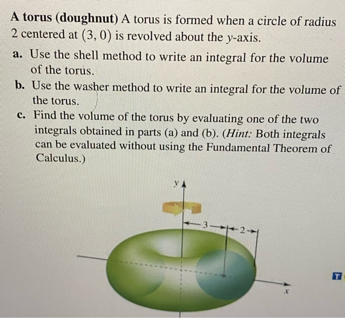 Solved A torus (doughnut) A torus is formed when a circle of | Chegg.com