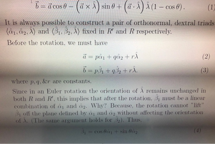 In the FINITE ROTATION FORMULA, given two reference | Chegg.com
