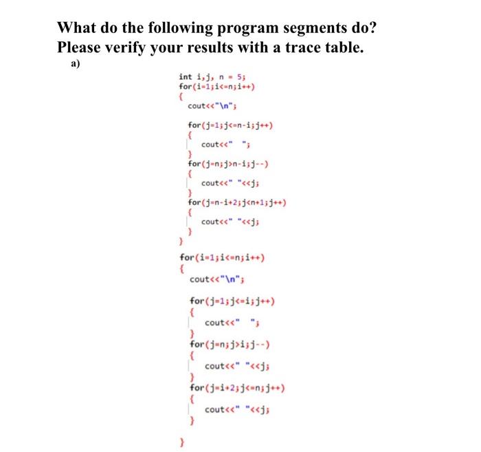 Solved What do the following program segments do? Please | Chegg.com